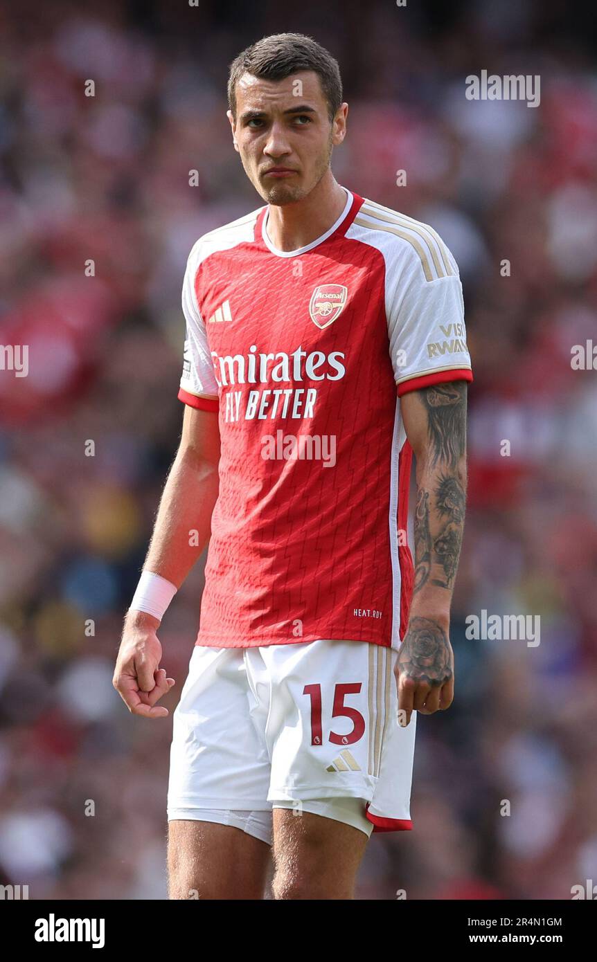 London, UK. 28th May, 2023. Jakub Kiwior of Arsenal during the Premier ...