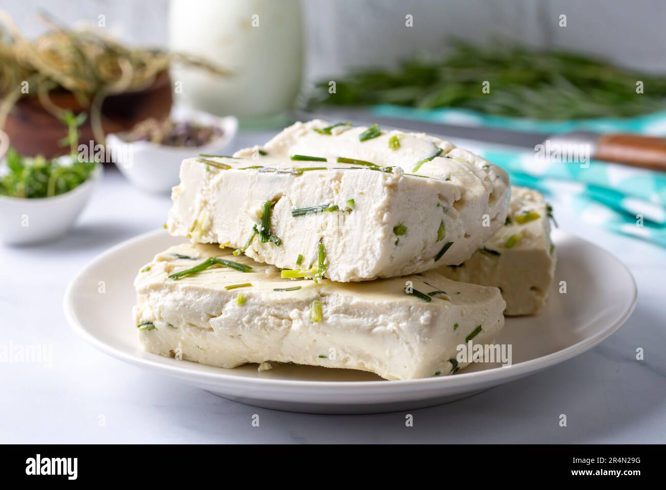Herbed Cheese from Van Turkey. Turkish name; Van Otlu Peynir Stock ...