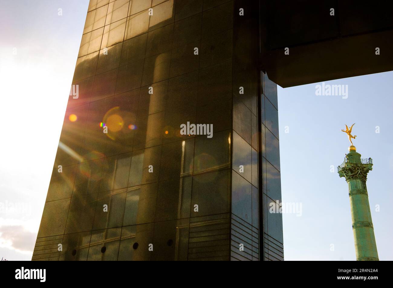 Place de la Bastille (Paris, France). July Column monument seen through ...