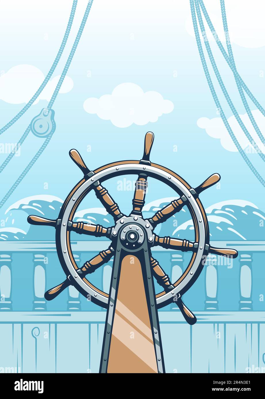 Vintage maritime poster with a steering wheel Stock Vector Image & Art ...