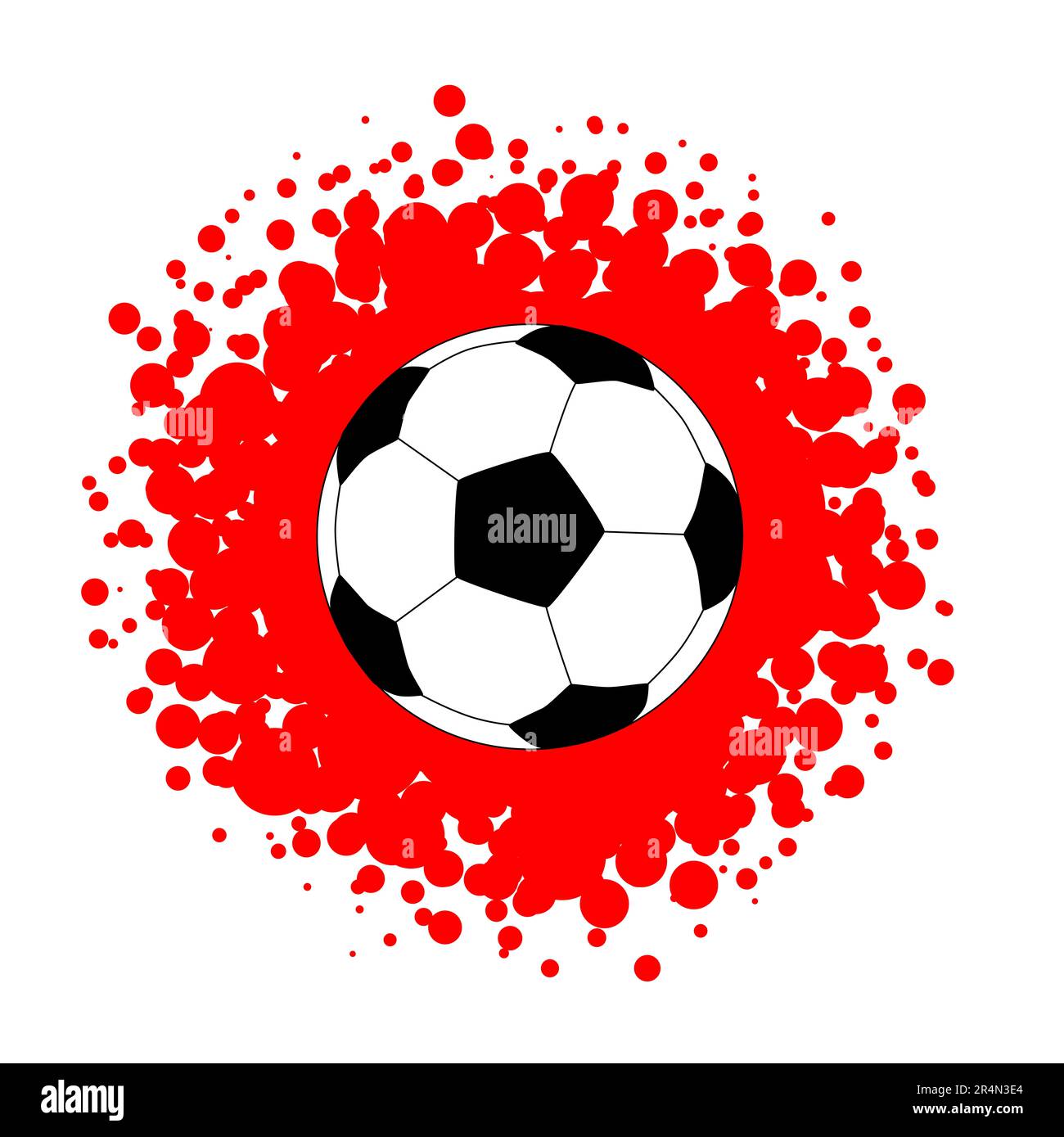 A typical soccer football with red doted splatter isolated over a white ...
