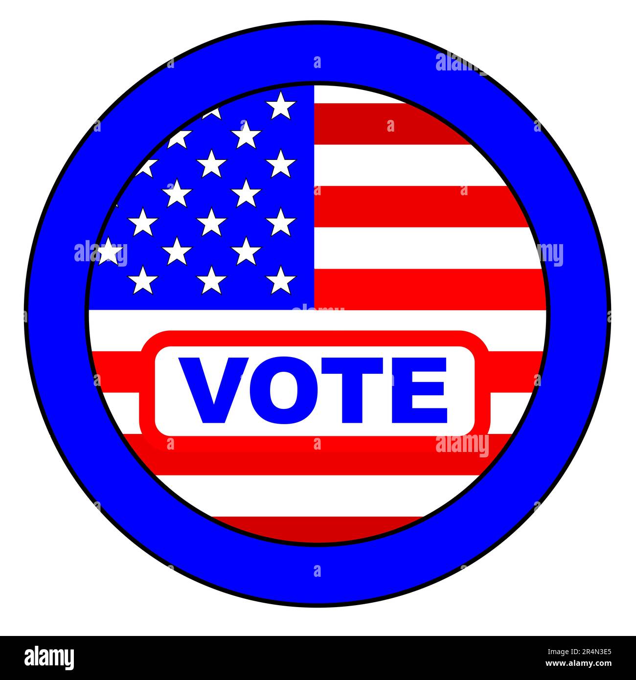 A USA vote button with the Stars and Stripes within a black circular ...