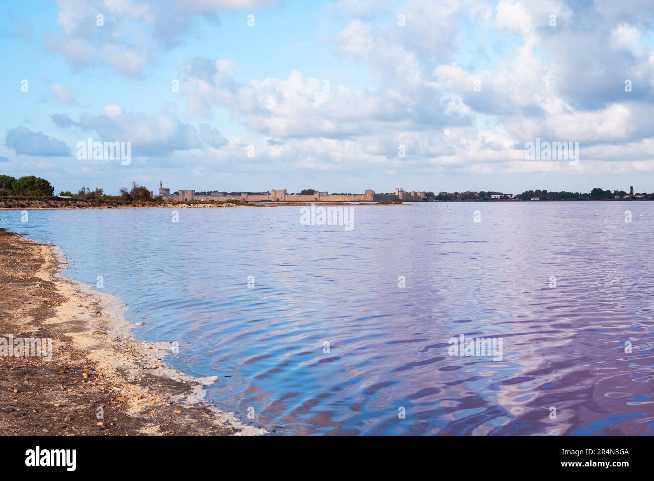 Salins pink coloured salt marshes Stock Photo - Alamy