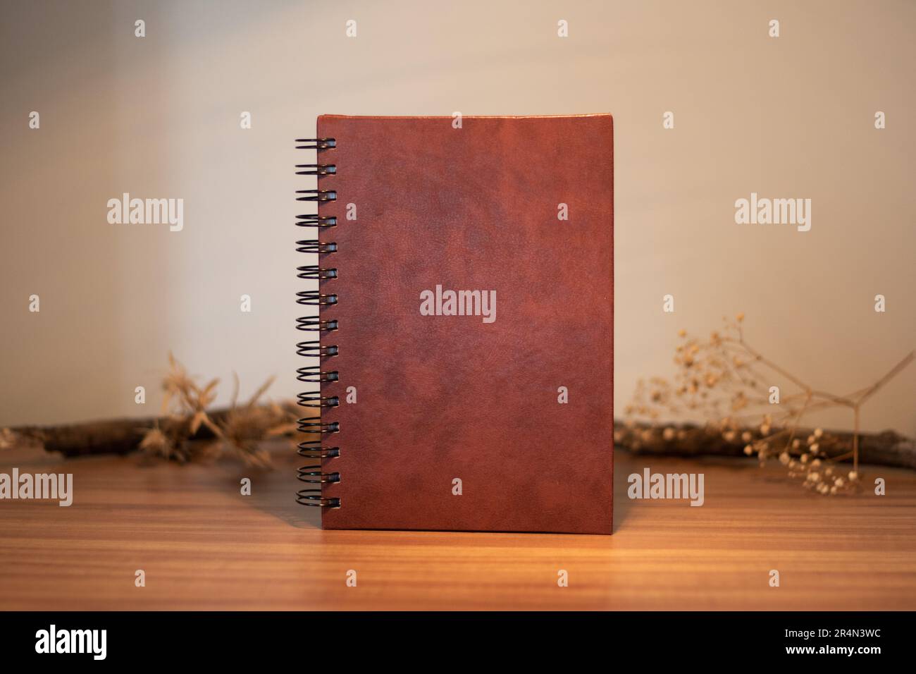 warm red leather notebook Stock Photo - Alamy