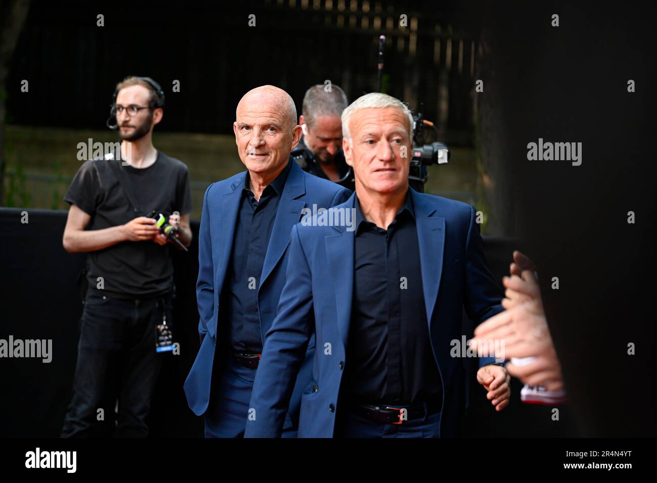Paris, France. 28th May, 2023. Didier Deschamps and Guy Stephan during ...