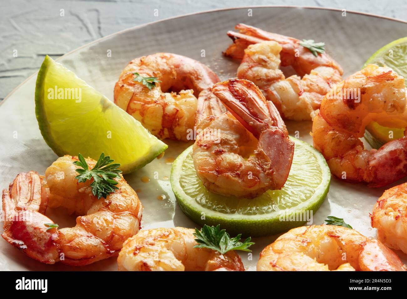 Plate shrimps fried garlic close hi-res stock photography and images ...