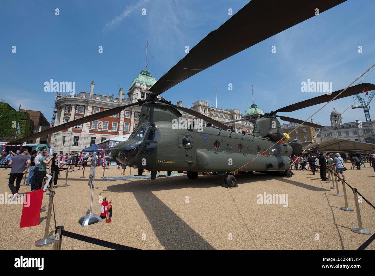 RAF Chinook helicopter on display in Horse Guards Parade as part of the RAF100 tour (100th ...