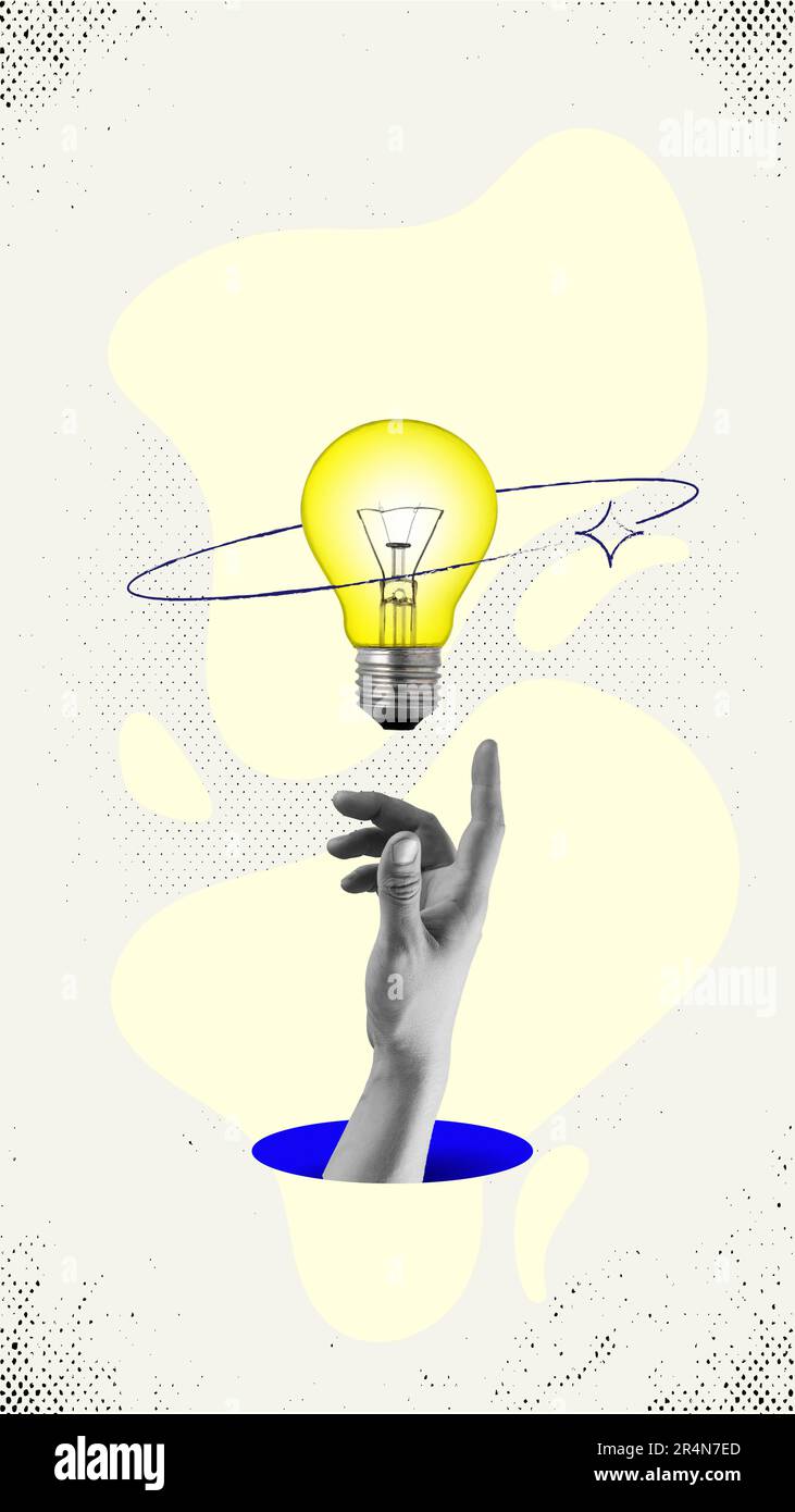 Human hand with light bulb symbolizing creativity of idea, development ...