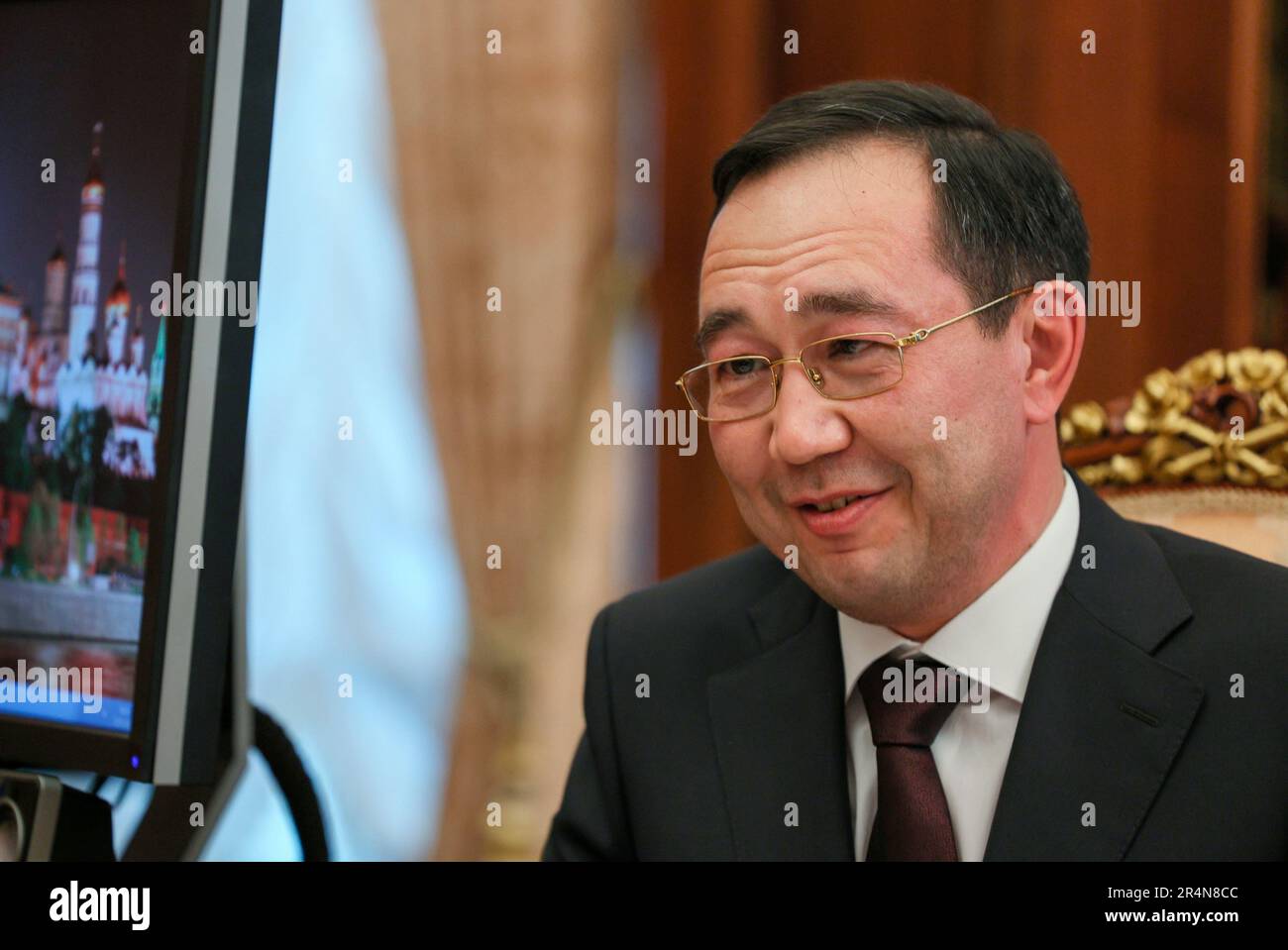 The head of the Republic of Sakha (Yakutia) Aisen Nikolayev speaks to ...