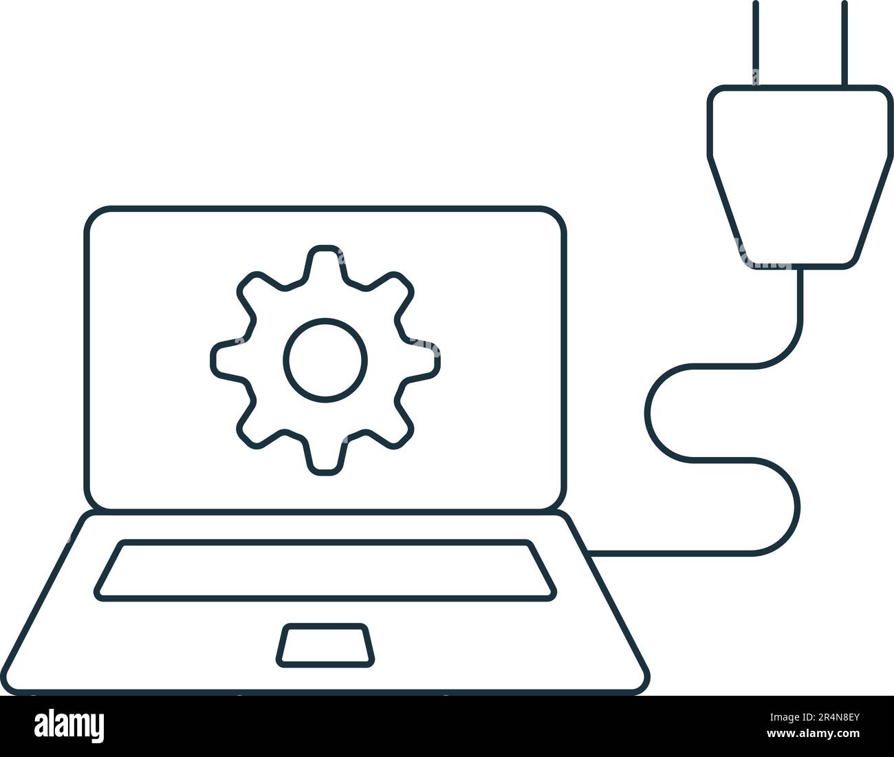 Plug and work icon. Monochrome simple sign from digitalization ...