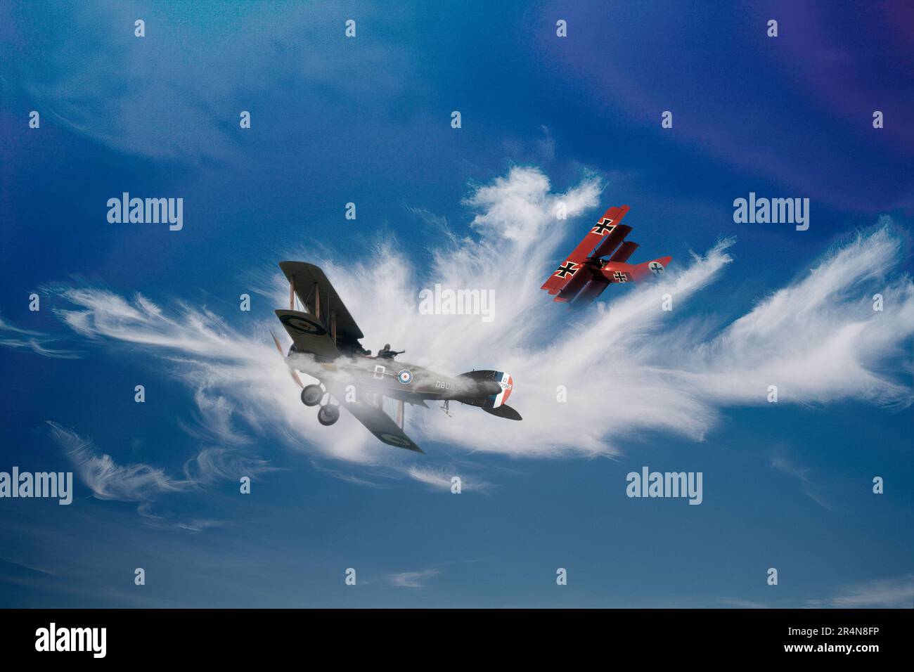 First world war dogfight concept Stock Photo - Alamy