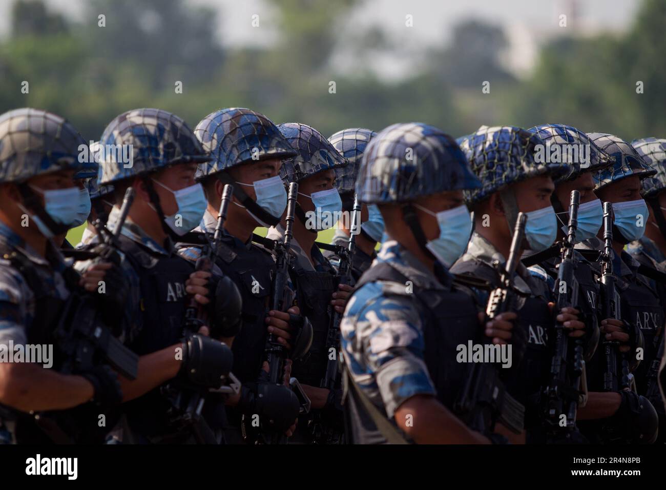 Kathmandu, Nepal. 29th May, 2023. Police officers take part in a parade ...