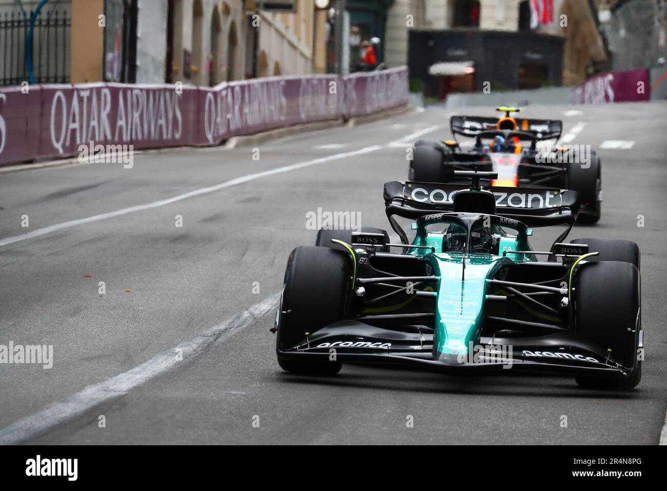 Lance Stroll of Aston Martin on track during the F1 Grand Prix of Monaco at Circuit de Monaco on ...