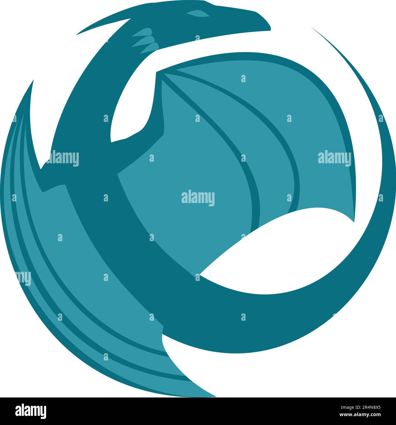 Dragon silhouette in a circle logo vector design illustration Stock ...