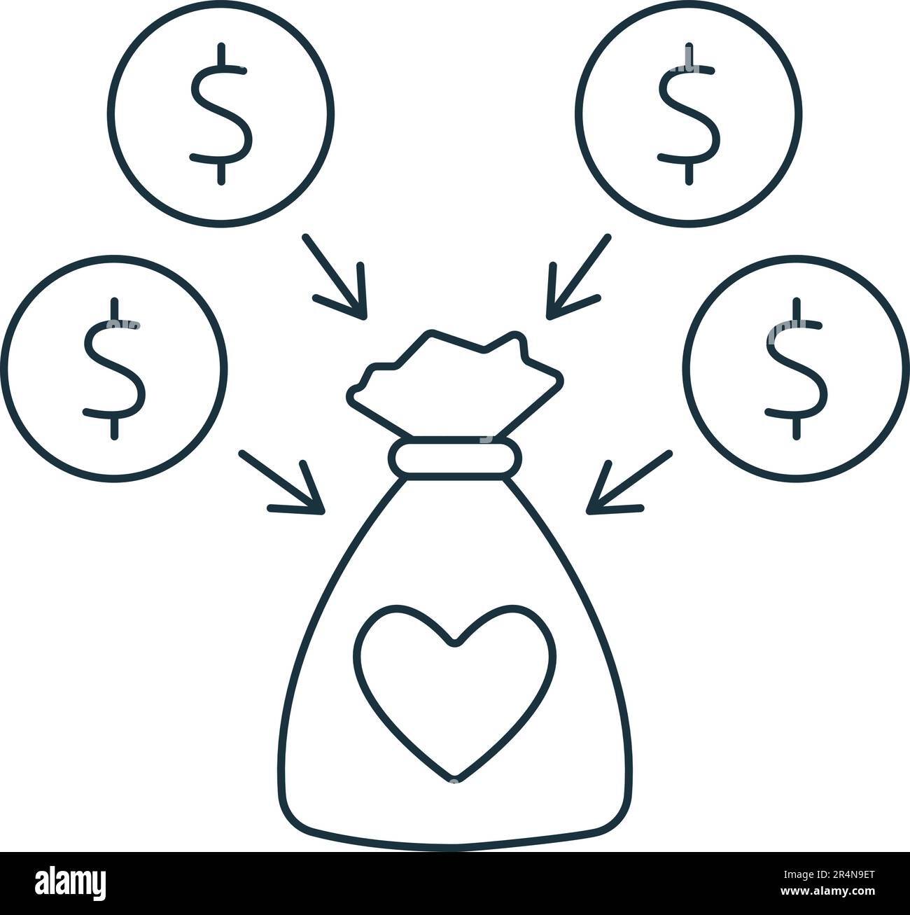 Fundraising icon. Monochrome simple sign from donation collection. Fundraising icon for logo ...