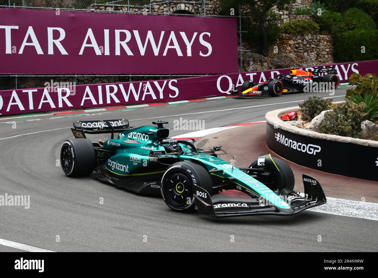 Lance Stroll of Aston Martin on track during the F1 Grand Prix of Monaco at Circuit de Monaco on ...