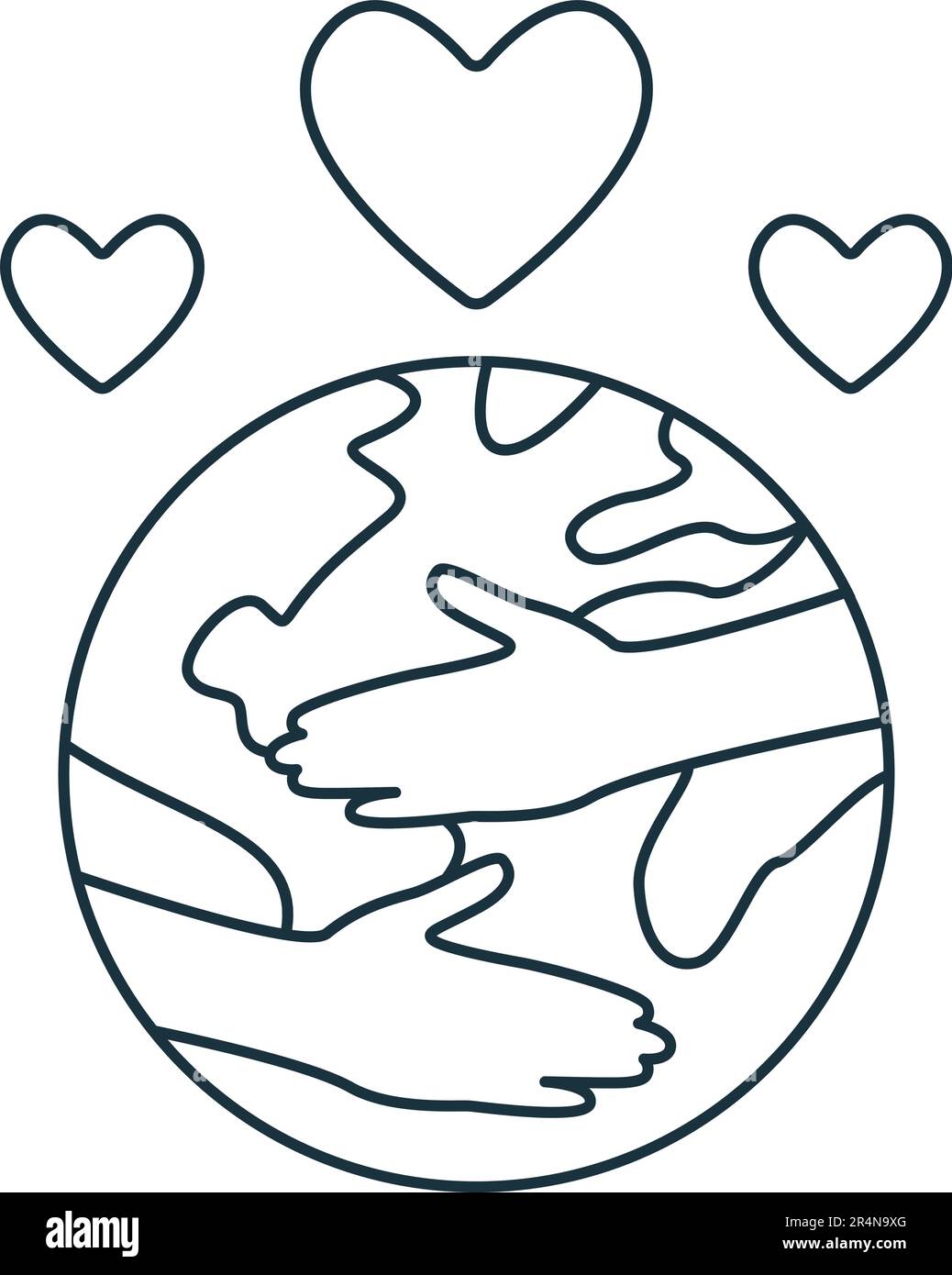 World embracing icon. Monochrome simple sign from donation collection ...