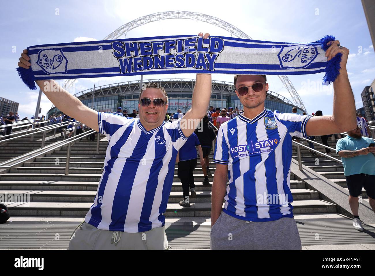 Sheffield Wednesday fans pose for photographs outside the Sky Bet ...
