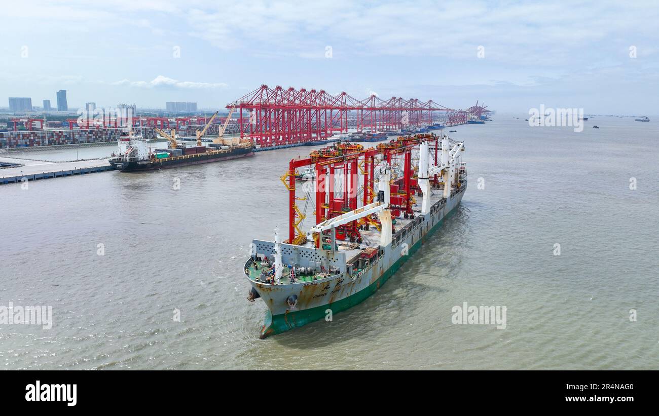 SUZHOU, CHINA - APRIL 19, 2023 - (FILE) RTG (tire crane) leaves Taicang ...