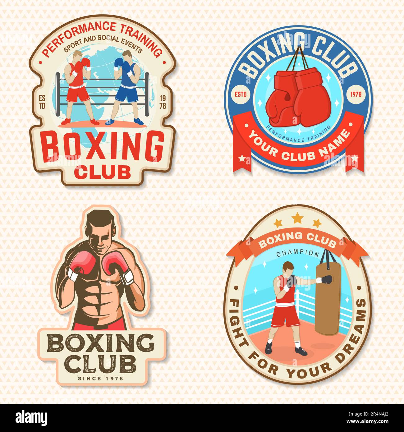 Set of Boxing club badge, logo, patch design. Vector. For Boxing sport ...