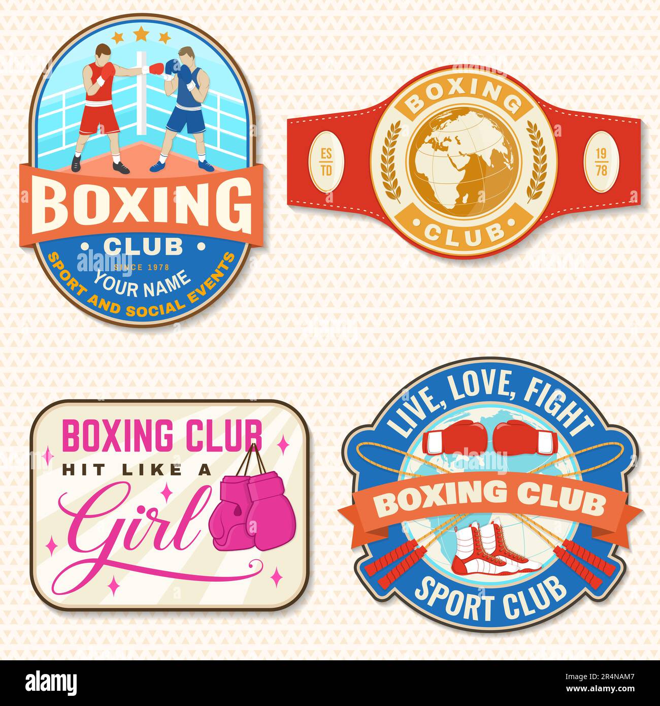 Set of Boxing club badge, logo, patch design. Vector. For Boxing sport ...
