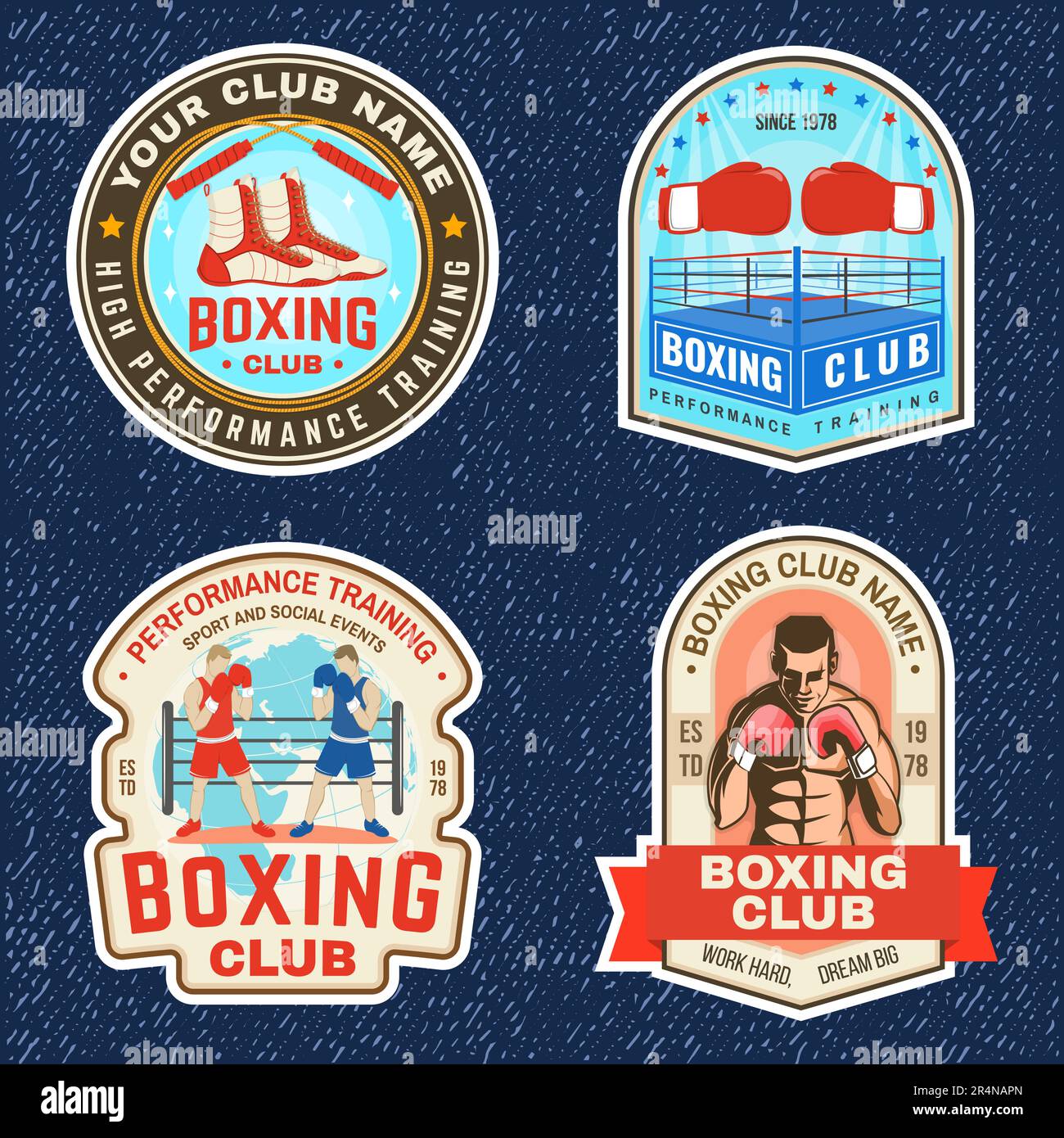 Set of Boxing club badge, logo, patch design. Vector. For Boxing sport ...