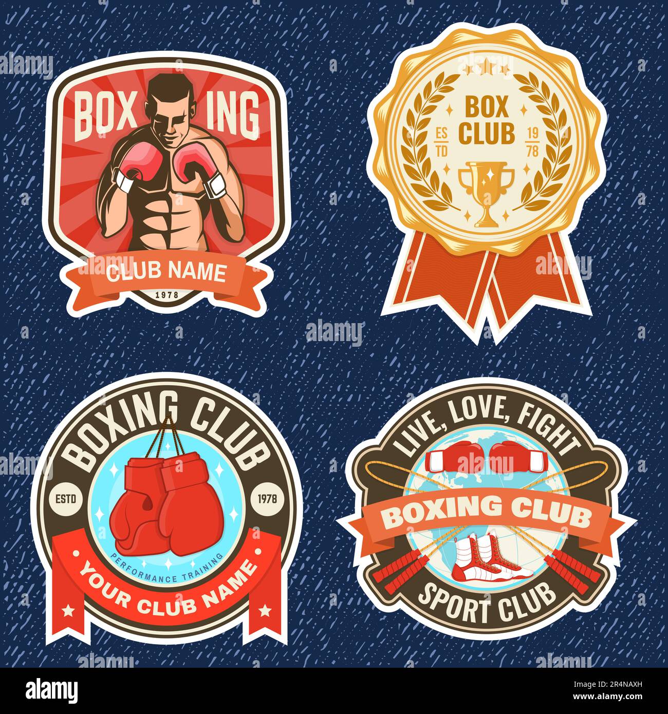 Set of Boxing club badge, logo, patch design. Vector. For Boxing sport ...
