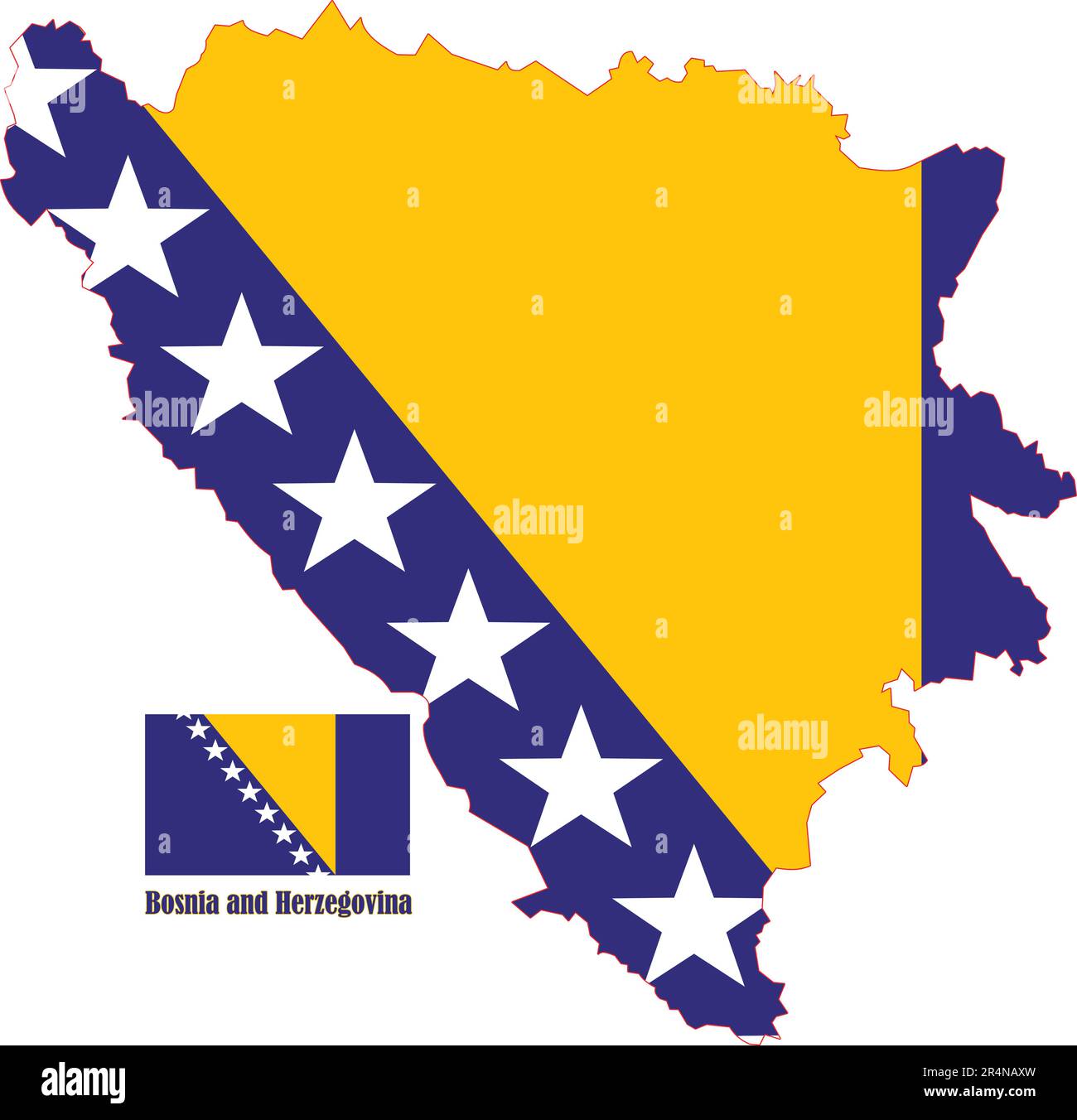 Bosnia and Herzegovina Map and Flag Stock Vector Image & Art - Alamy