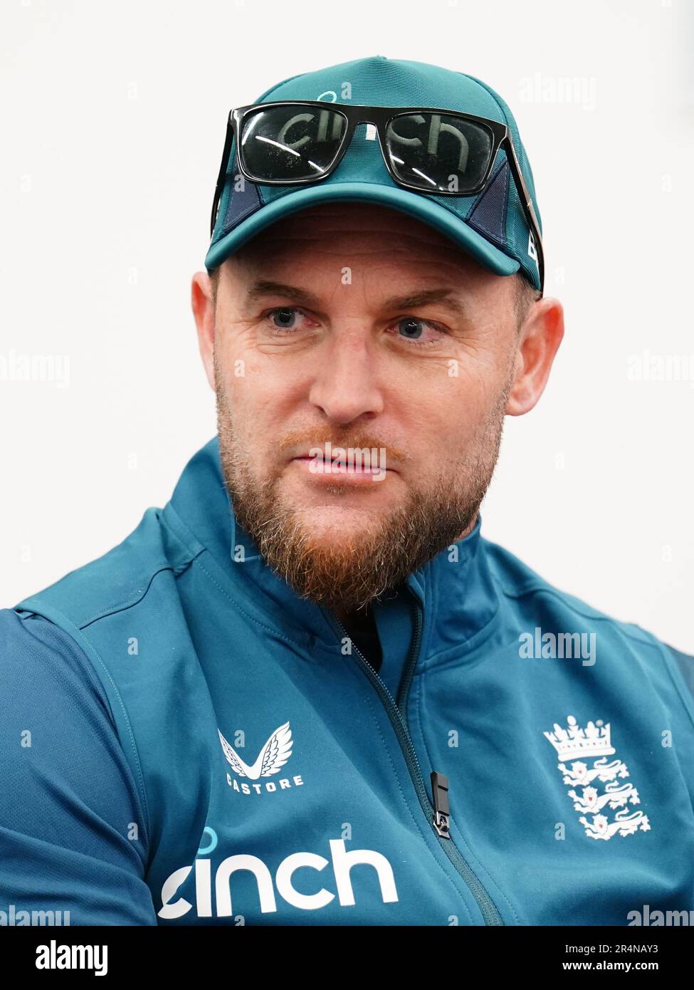 England head coach Brendon McCullum speaks to the media during a Press ...