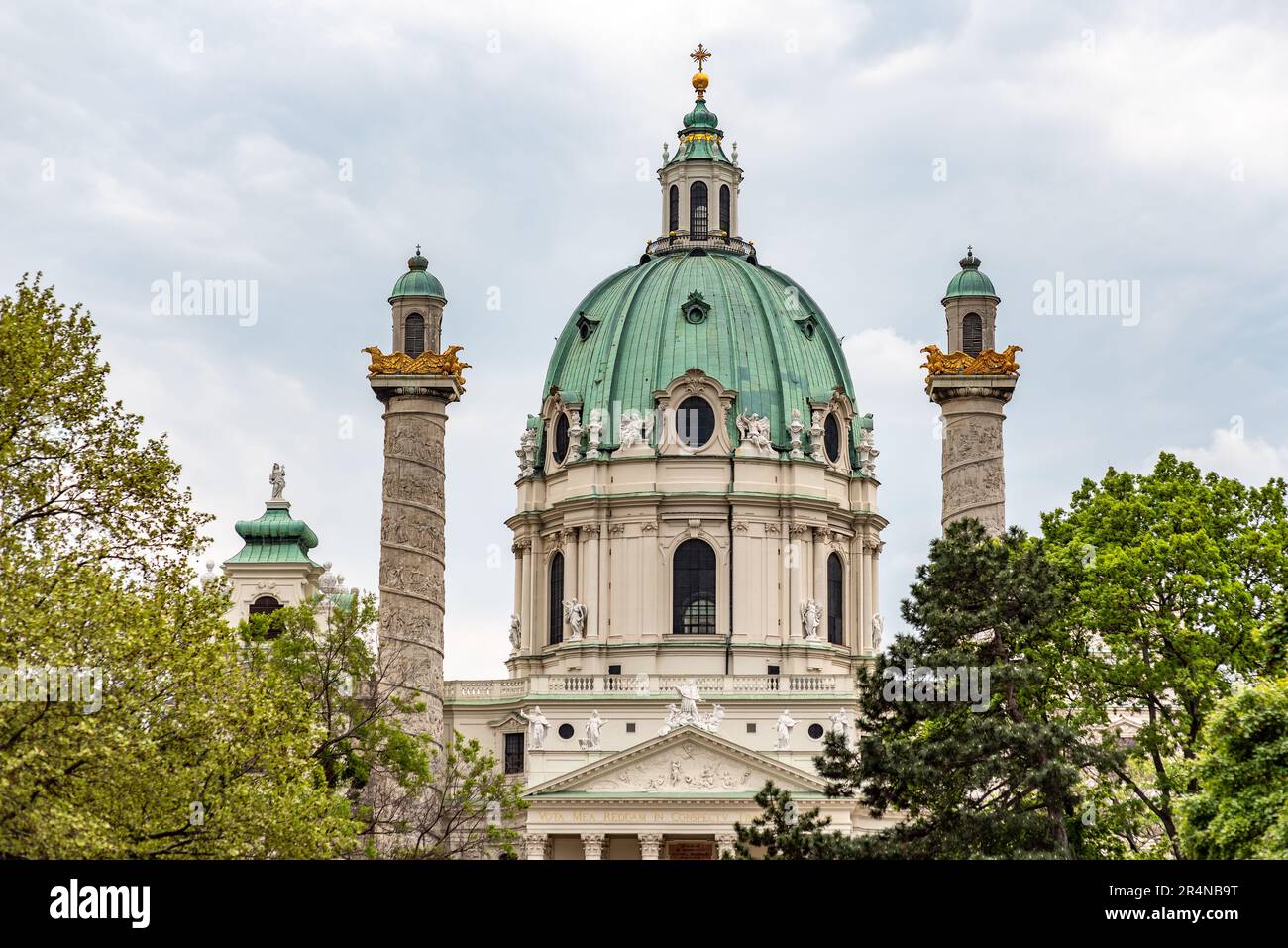 Dome of Karlskirche baroque church in Karlsplatz square in Vienna ...