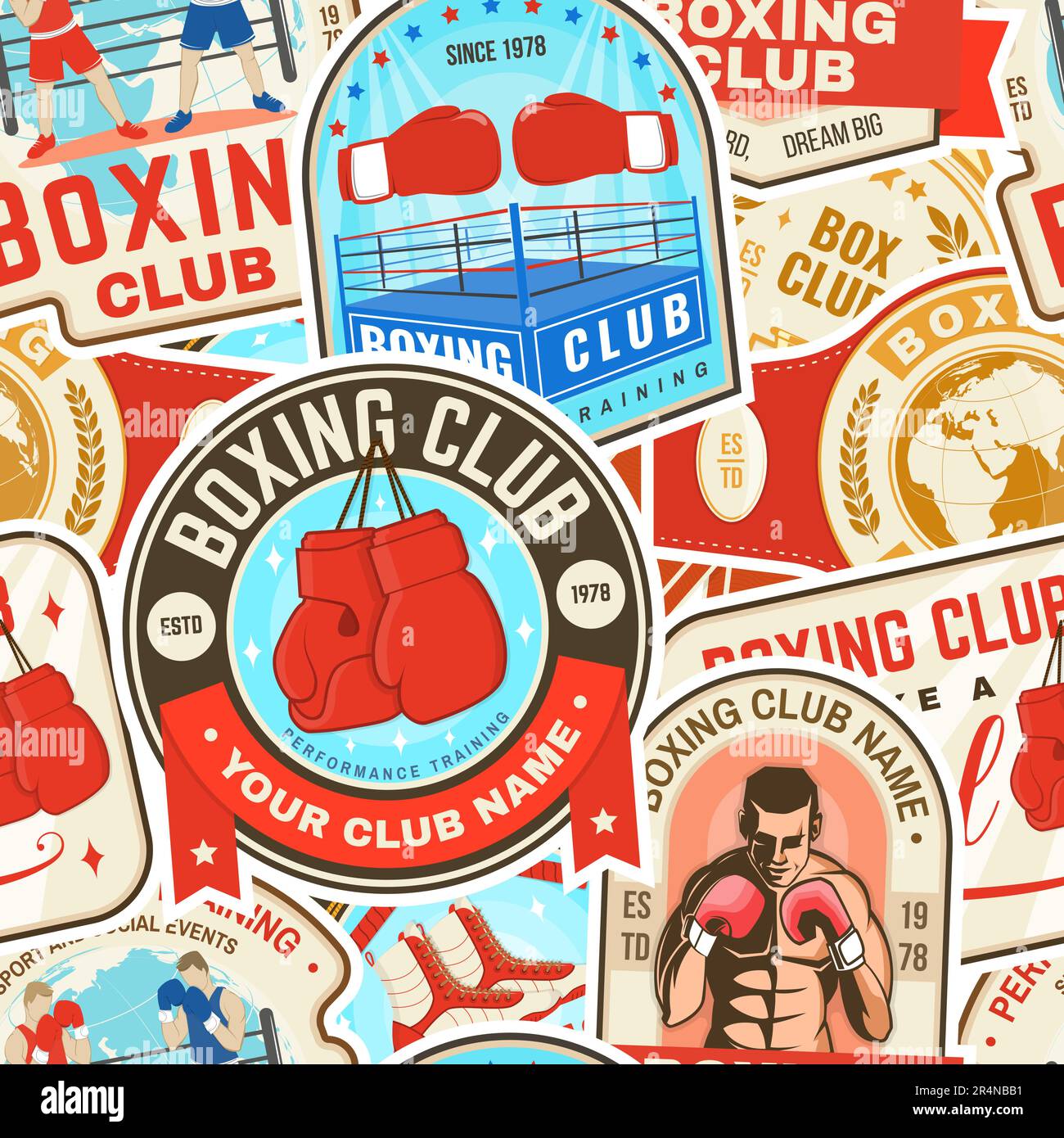 Boxing club seamless pattern. Vector illustration. Background with ...