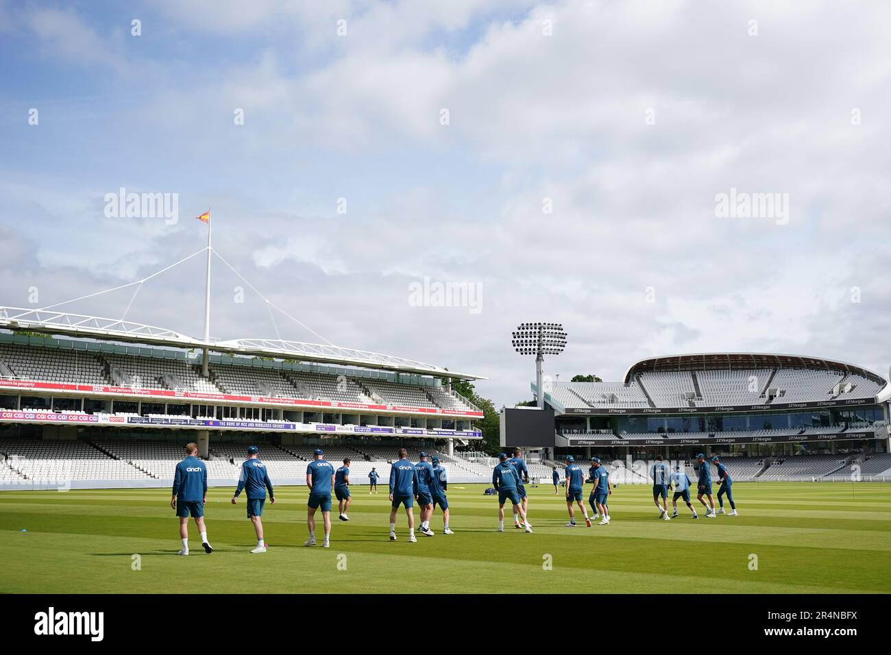 England players warm up during a Nets Session at Lord's Cricket Ground ...
