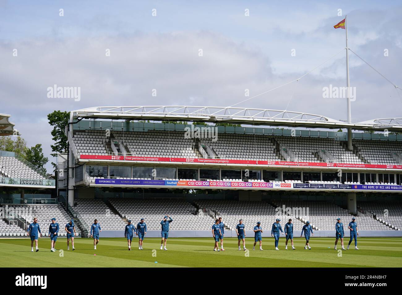 England players warm up during a Nets Session at Lord's Cricket Ground ...