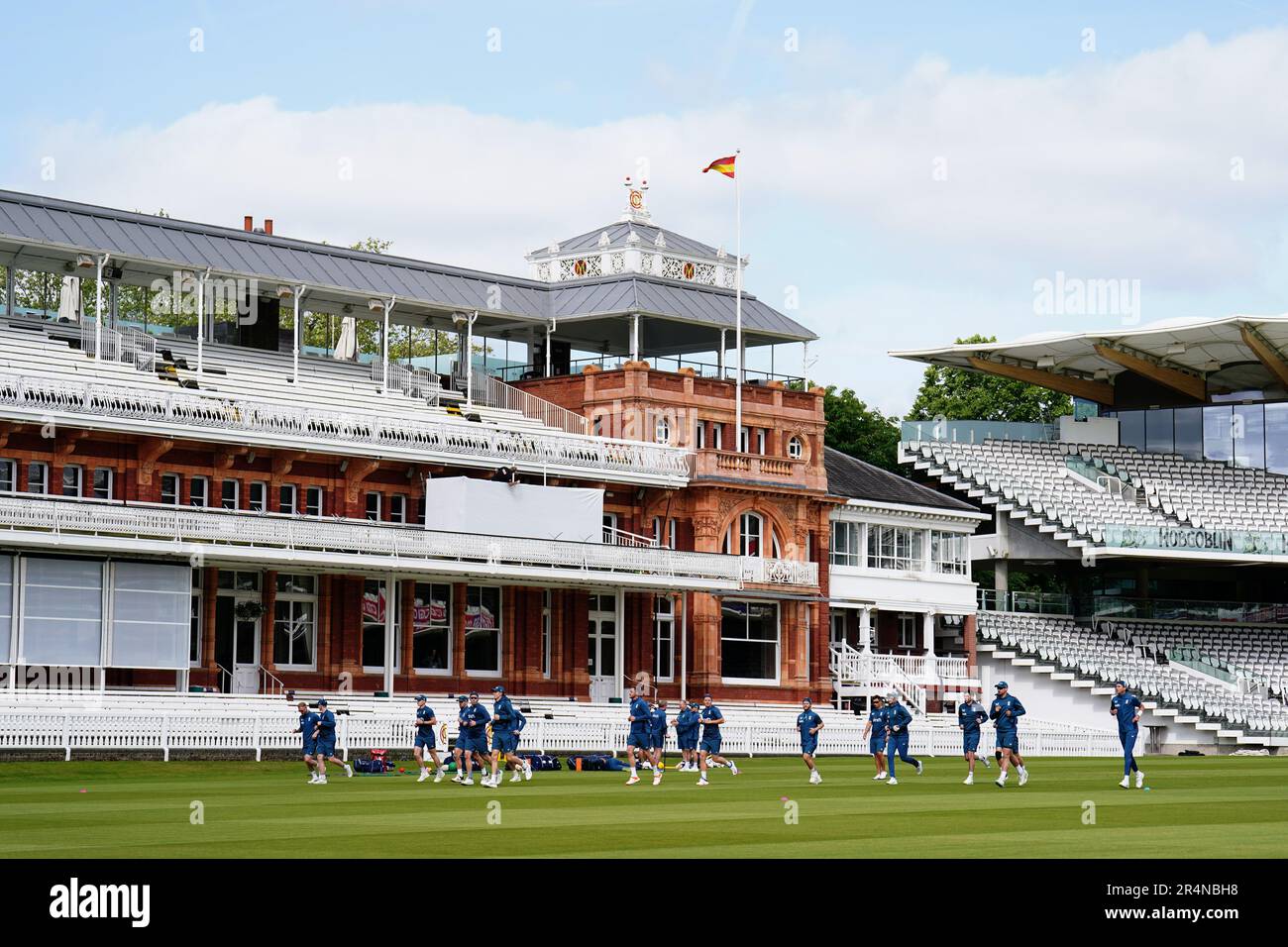 England players warm up during a Nets Session at Lord's Cricket Ground ...