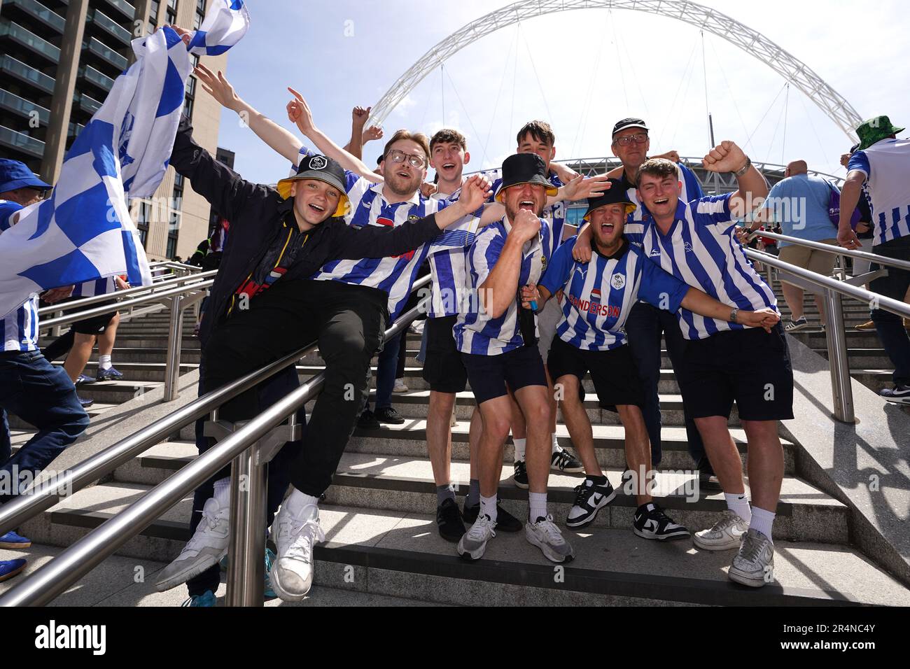 Sheffield Wednesday fans pose for photographs outside the stadium ...