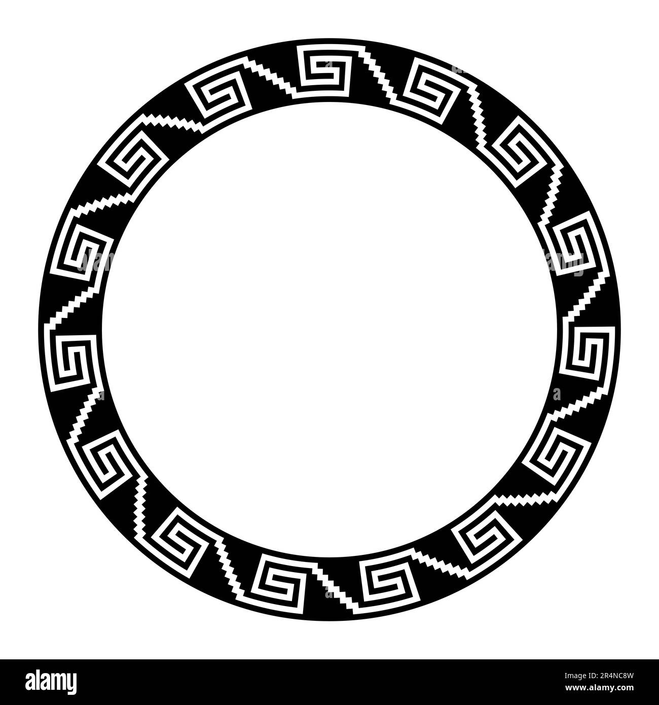 Aztec stepped fret pattern, circle frame with serpent meander motif ...