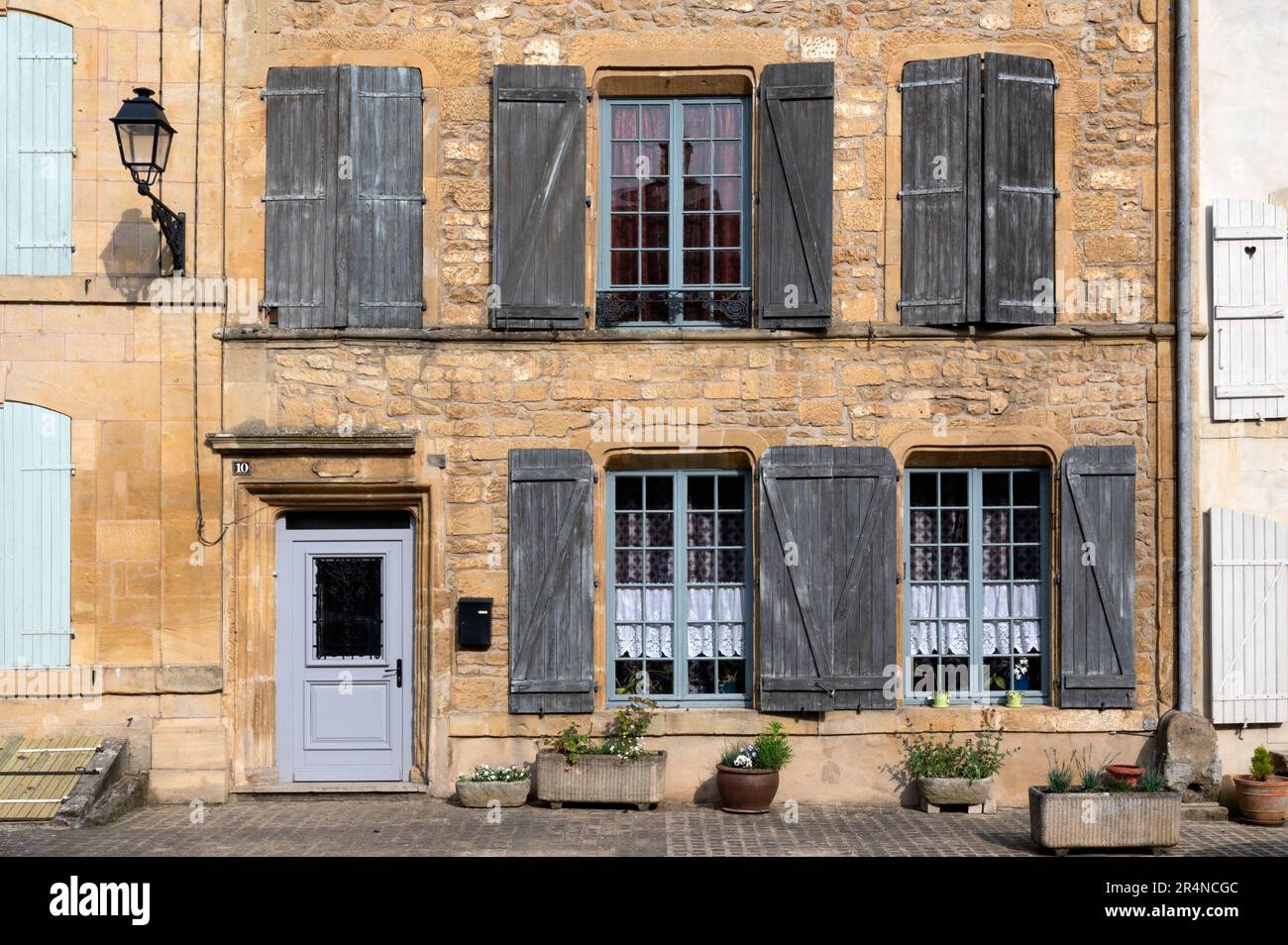 The golden coloured sandstone of the village of Marville in the ...