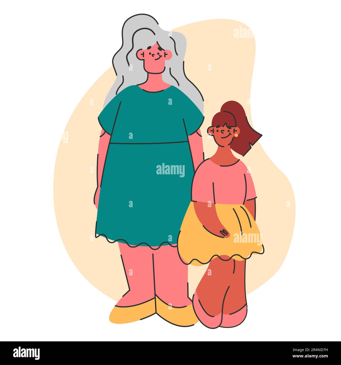 Happy Grandmother And Granddaughter Smiling Seniors And Generations