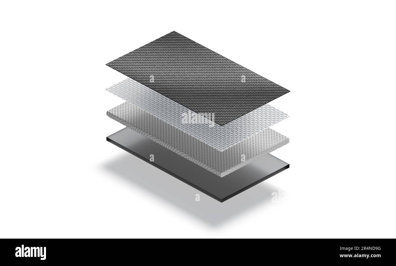 Blank gray carbon, net and rubber material layers mockup Stock Photo ...