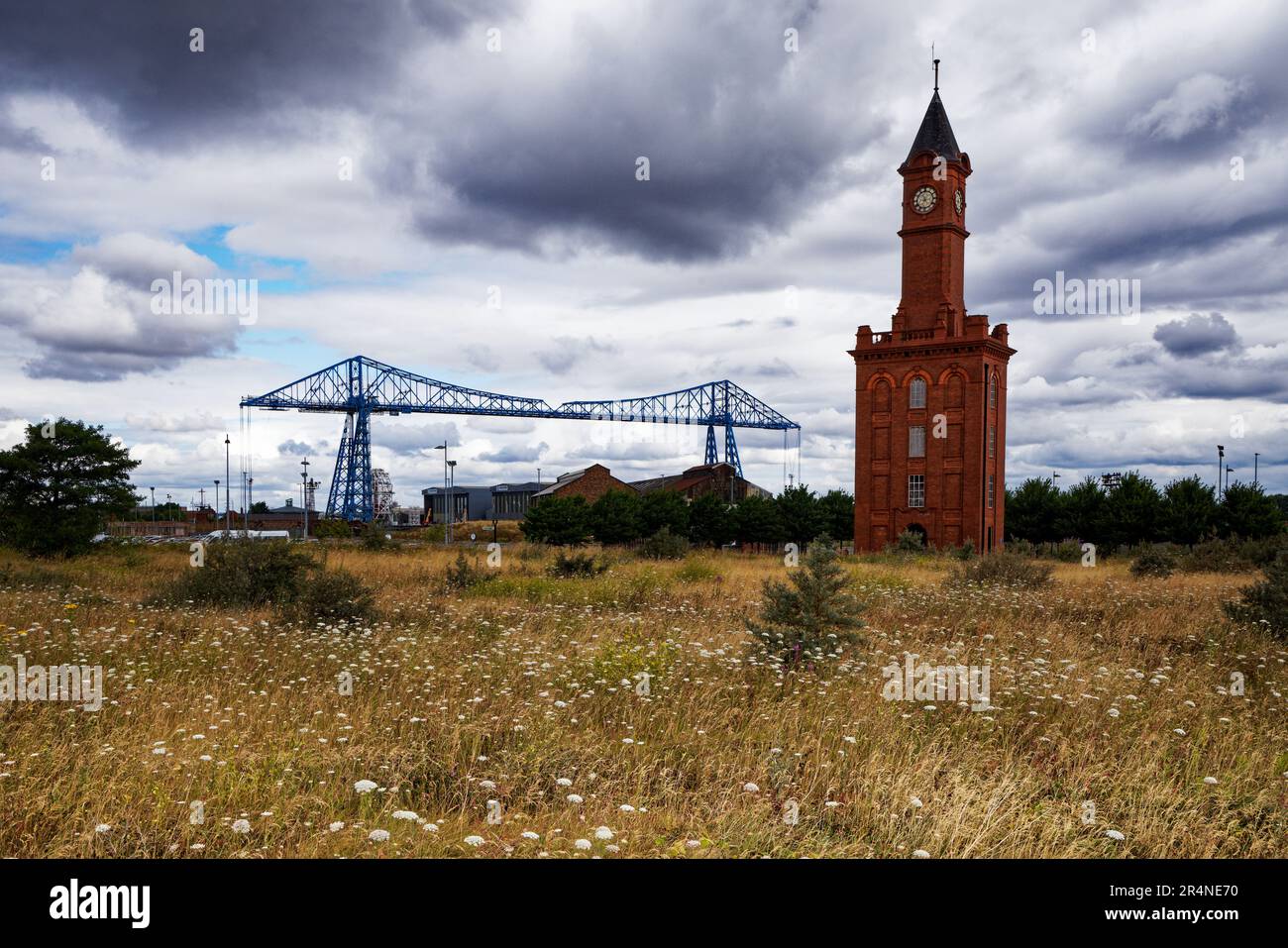 Transporter Bridge and Dock Clock Tower, Middlesbrough, Teesside ...