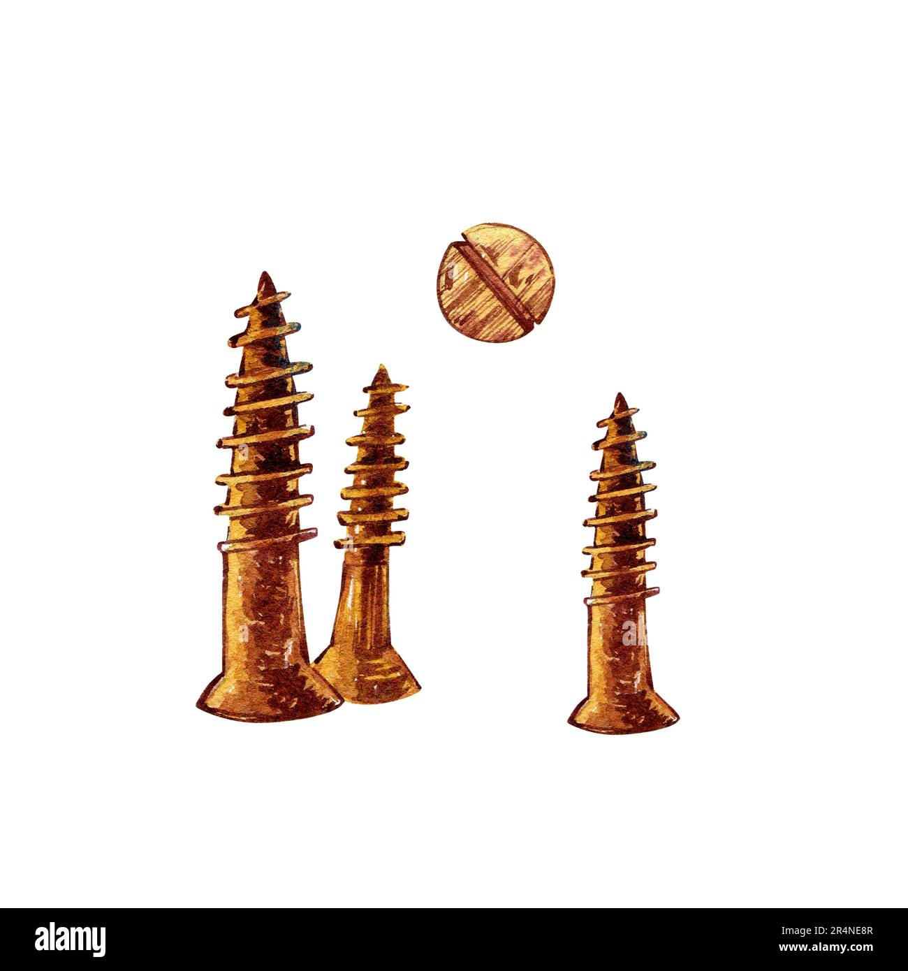 Rusty retro style iron copper screw isolated on white background ...
