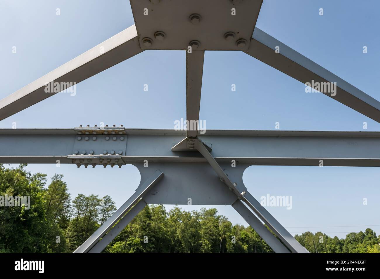 Bolts and nuts on metal plates of steel structure of heavy duty ...