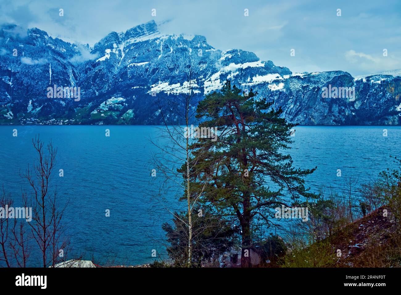 Winter season on Alpine Lake, Uri Canton Switzerland Stock Photo - Alamy