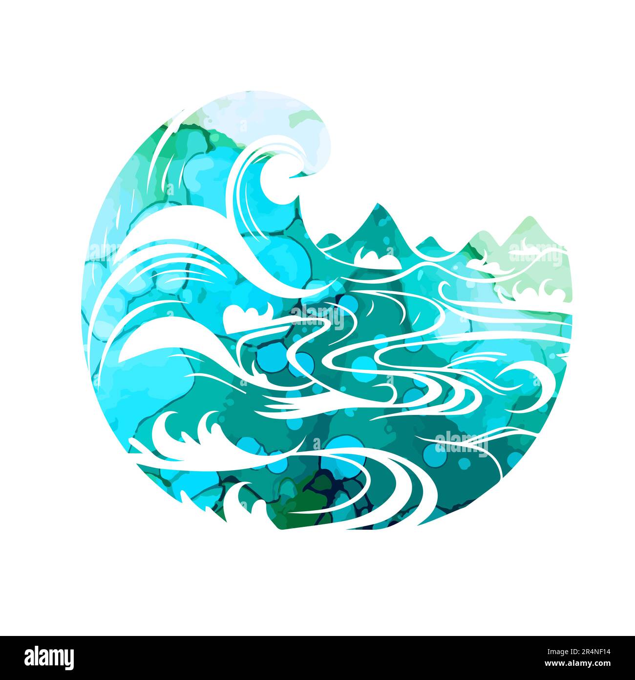 Round watercolor object sea. Vector illustration Stock Vector Image ...