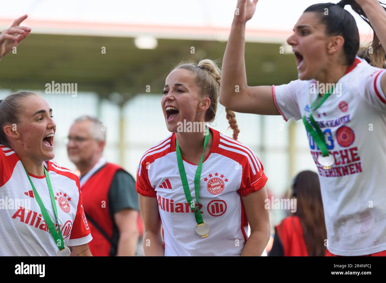 Munich, Germany, May 28th 2023: Georgia Stanway (31 FC Bayern Munich), Giulia Gwinn (7 FC Bayern ...