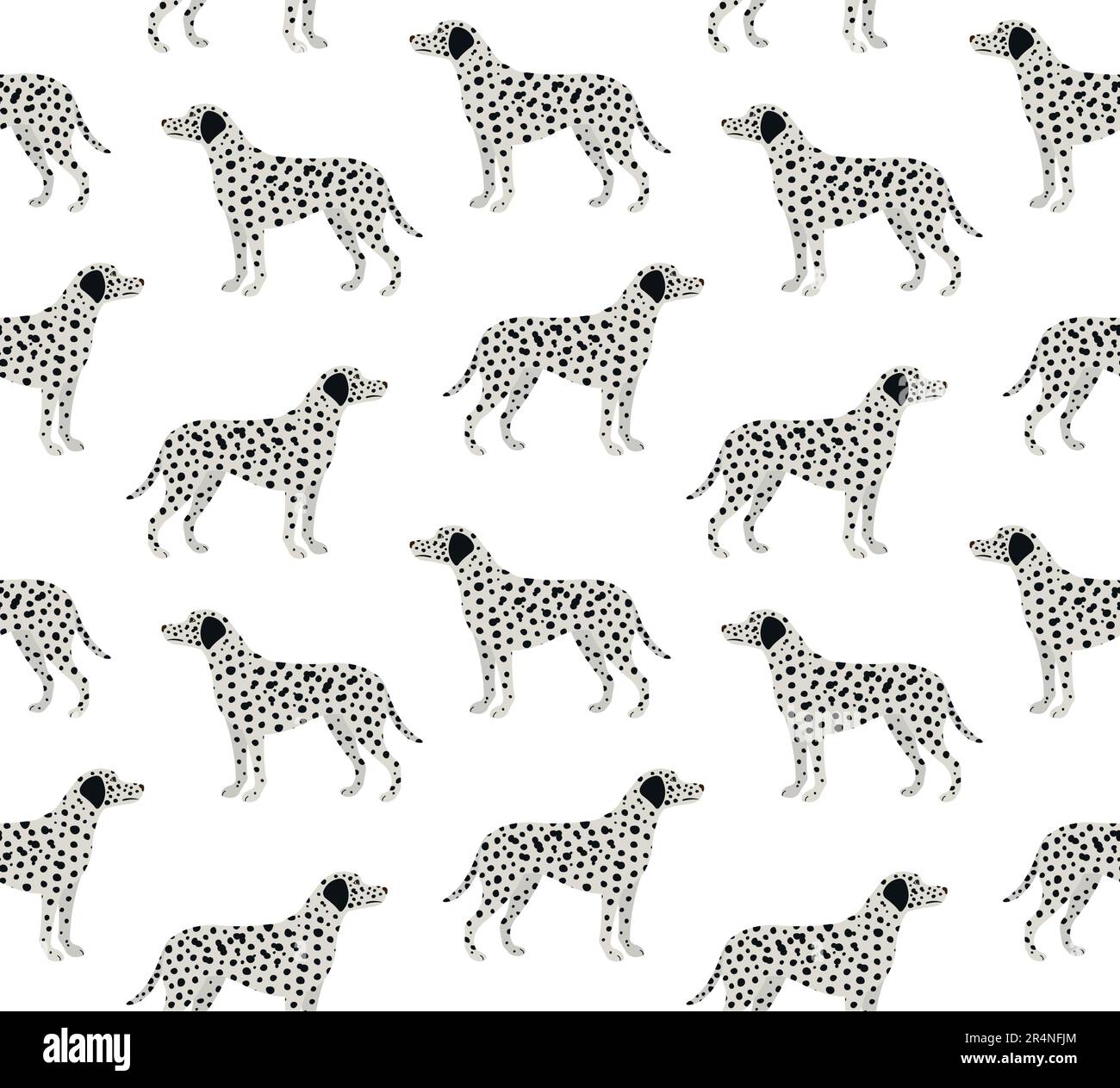 Vector seamless pattern of flat hand drawn dalmatian dog isolated on ...