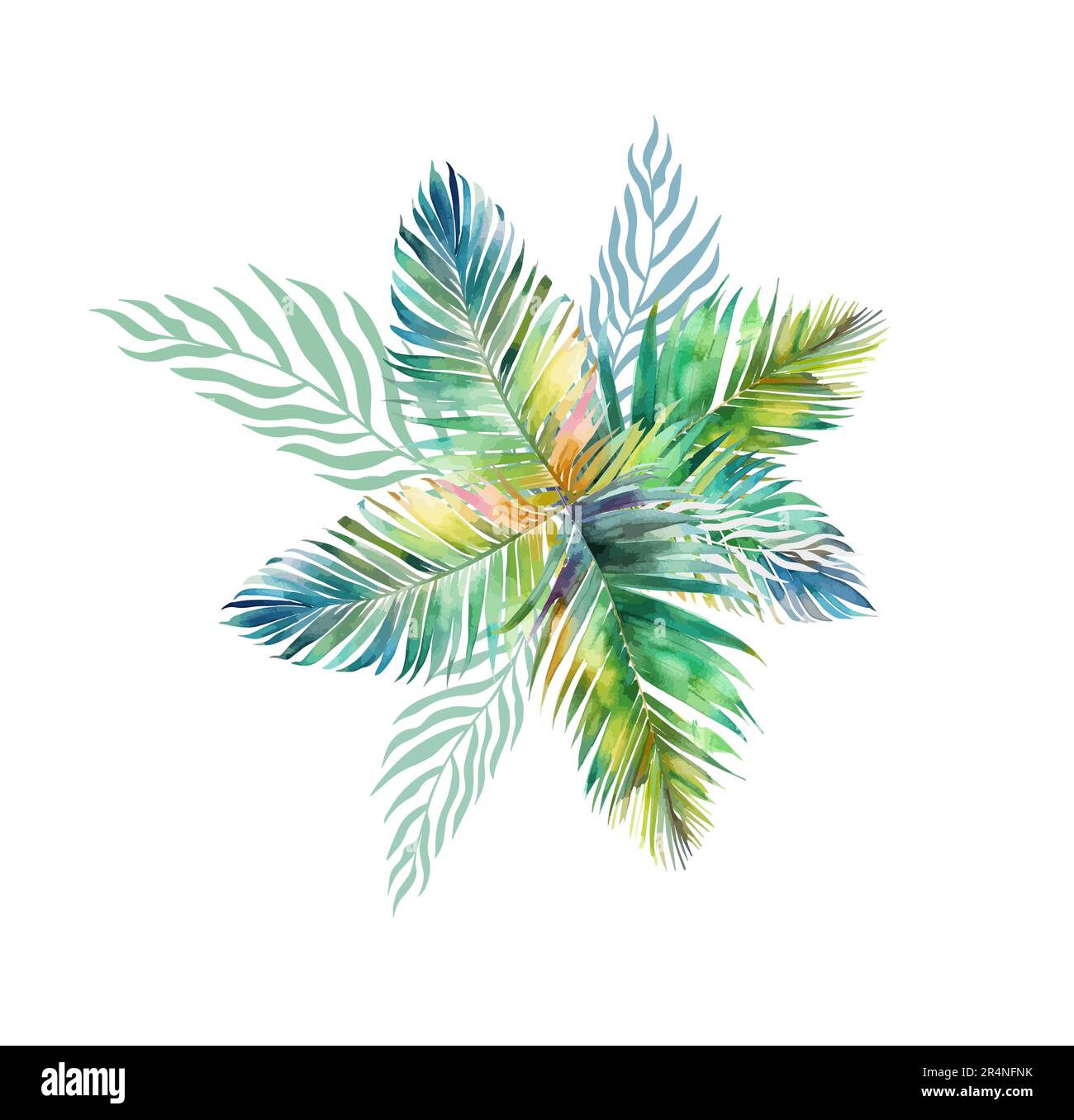 watercolor palm leaves abstraction. Vector illustration Stock Vector ...
