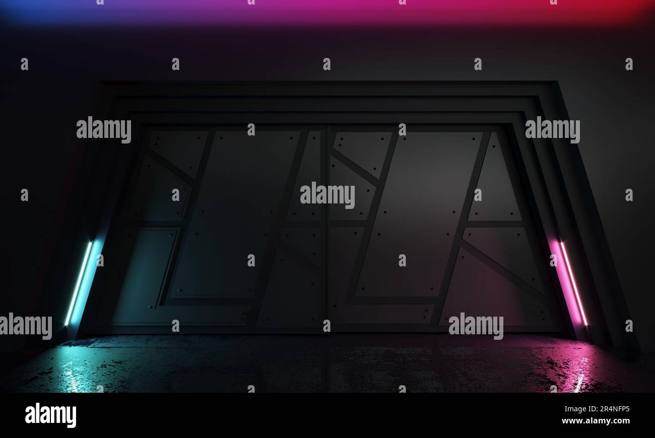 3d illustration. Concept background futuristic sliding gate Stock Photo ...