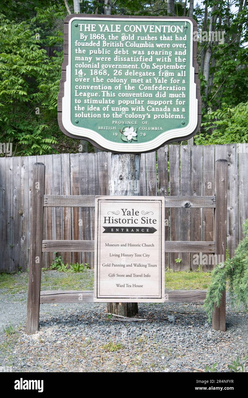 The Yale Convention sign in Yale, British Columbia, Canada Stock Photo ...