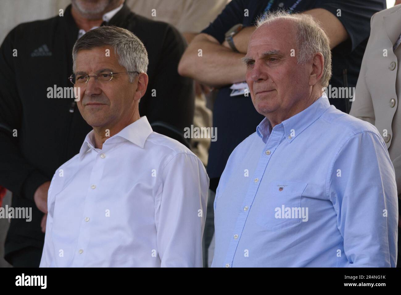 Munich, Germany, May 28th 2023: Herbert Hainer and Uli Hoeness in the ...